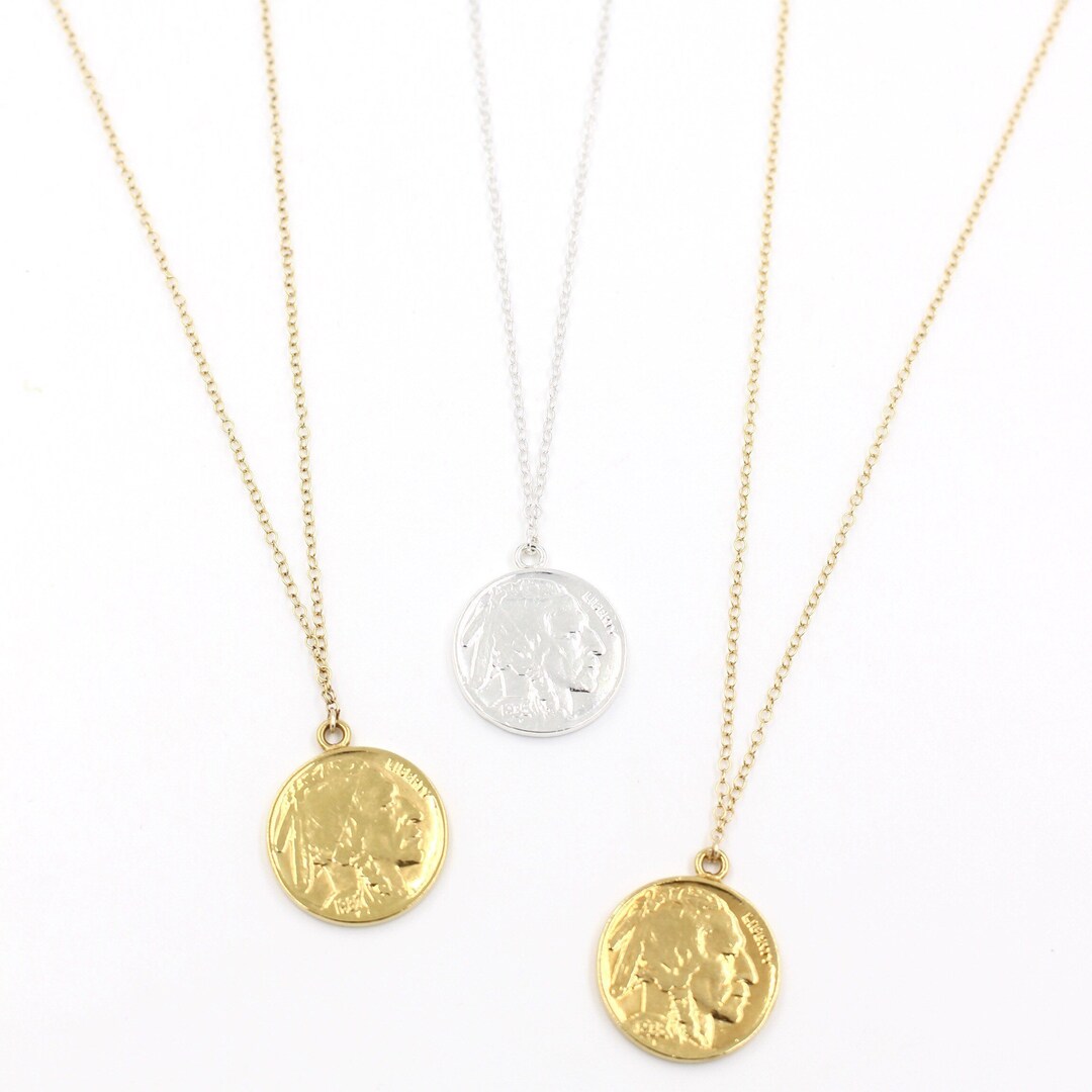 COLLAR COLGANTE DE MONEDAS // Moneda de plata de ley llena de oro - Colgante de monedas de ...