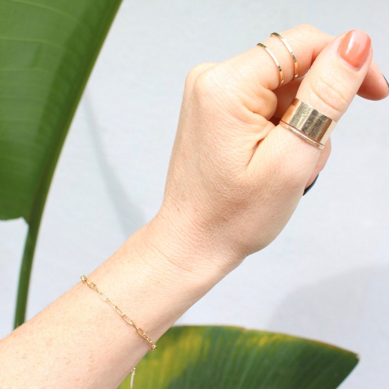 LINK TAG BRACELET / Gold Drawn Link Chain Bracelet Gold Tag | Etsy