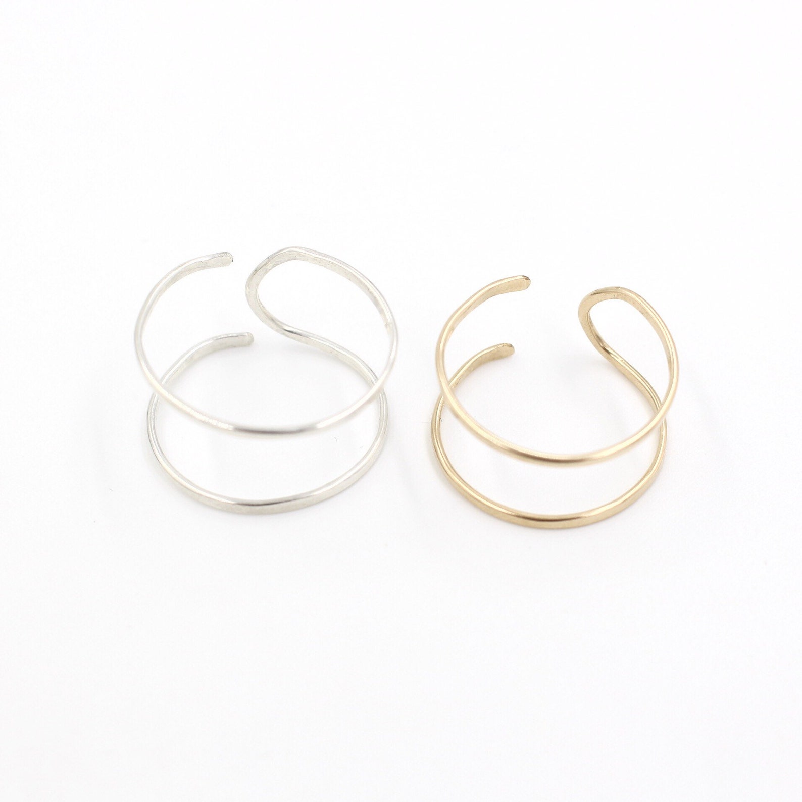 DOUBLE BAND RING // Gold Filled Sterling Silver Stacking Ring - Etsy