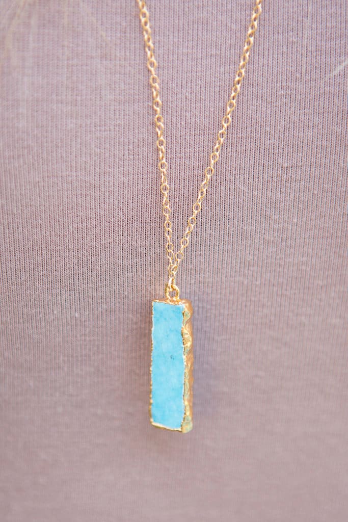 LONG STONE PENDANT Necklace // Turquoise Lapis Lazuli Bar | Etsy