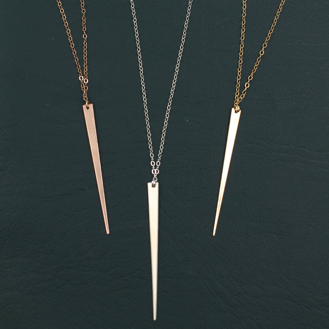 SPIKE NECKLACE // Minimal Necklace Rose Gold Gold Filled | Etsy
