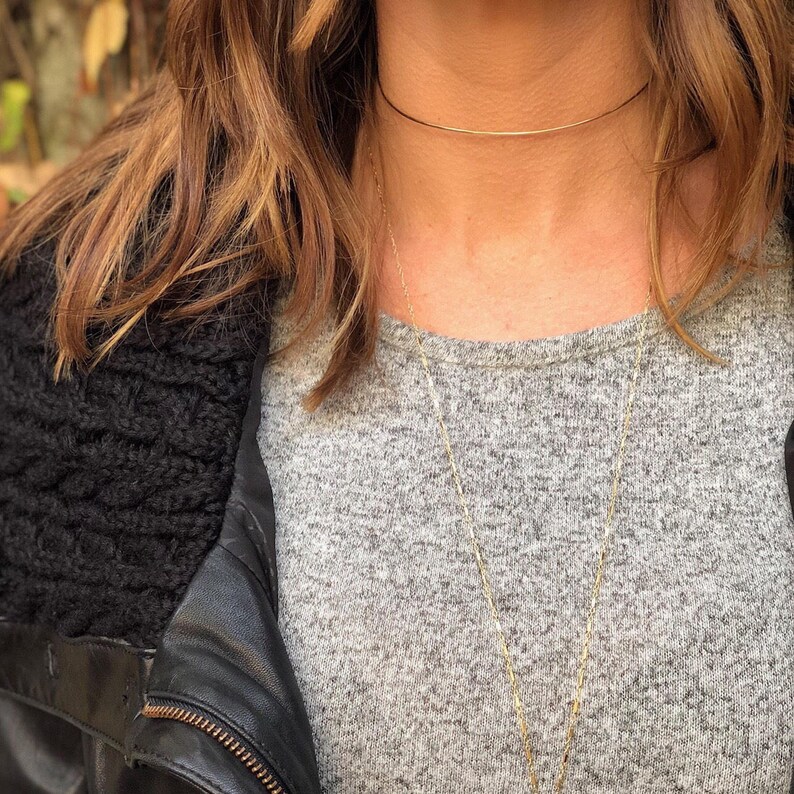 THIN CHOKER NECKLACE // Delicate Hammered Choker Simple - Etsy
