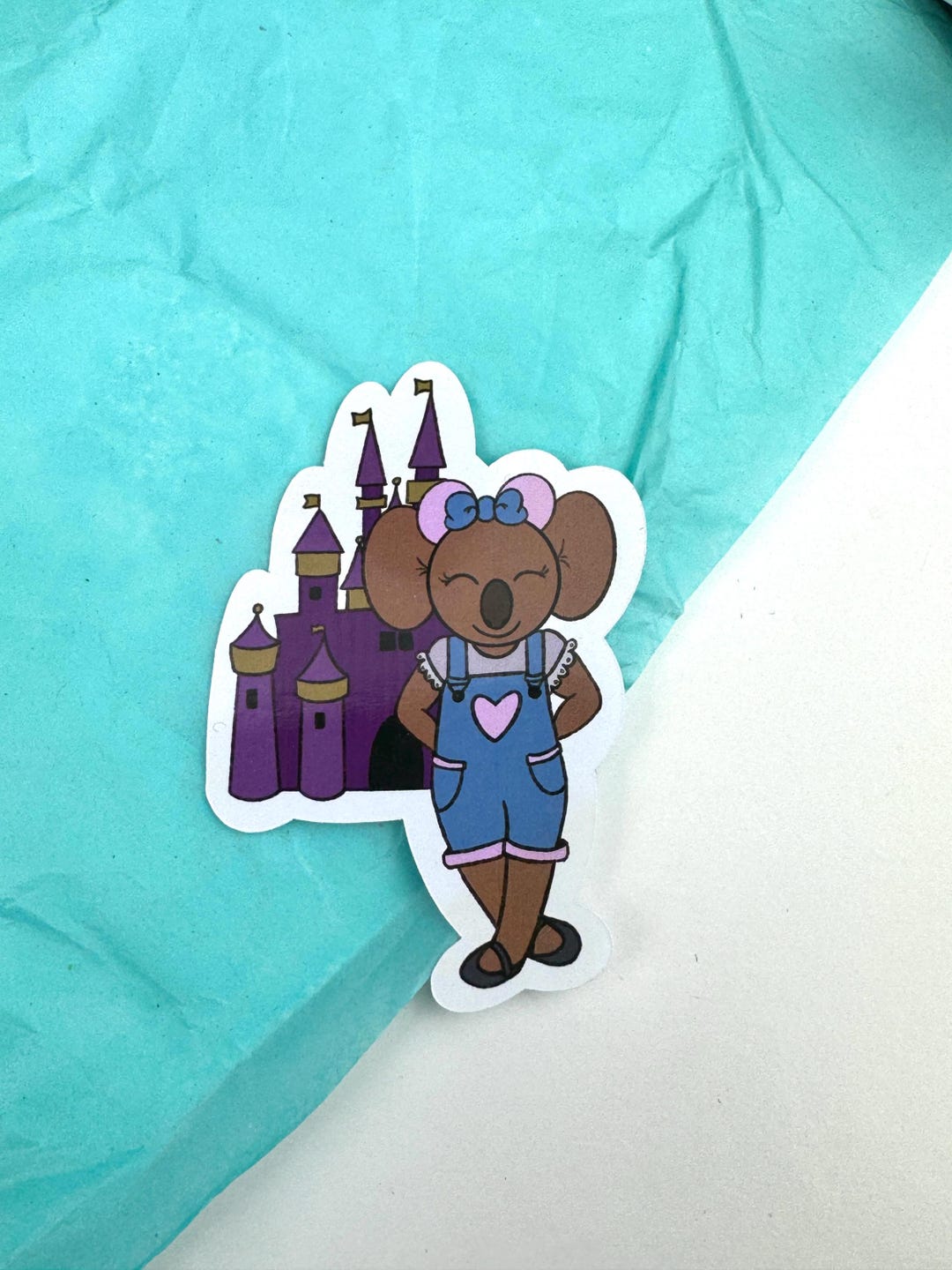 Kira the Koala Castle Die-cut Sticker | Cute Koala in Overalls & Bow ...