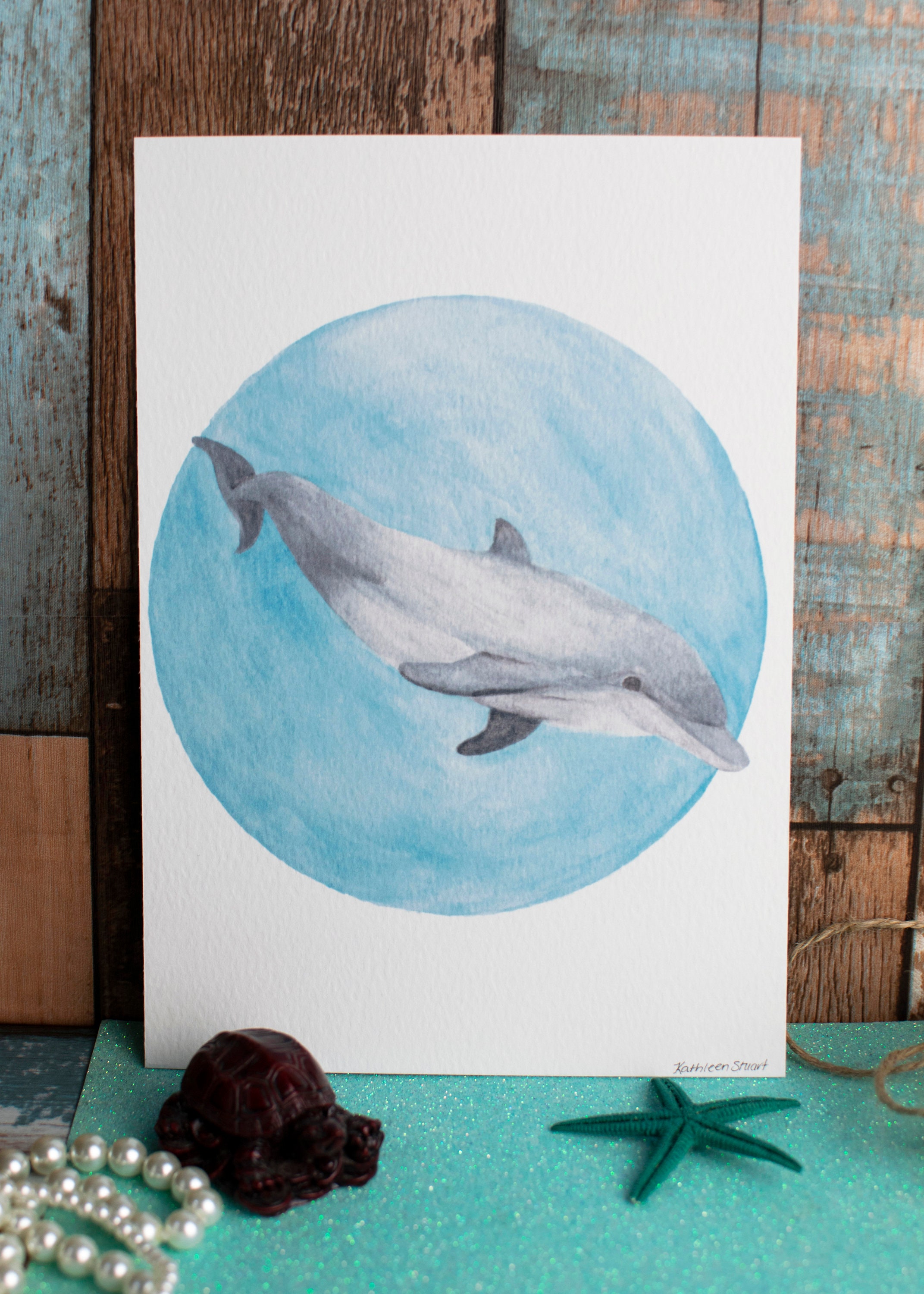 Dolphin A5 Art Print Marine Animals Print Textured Paper | Etsy