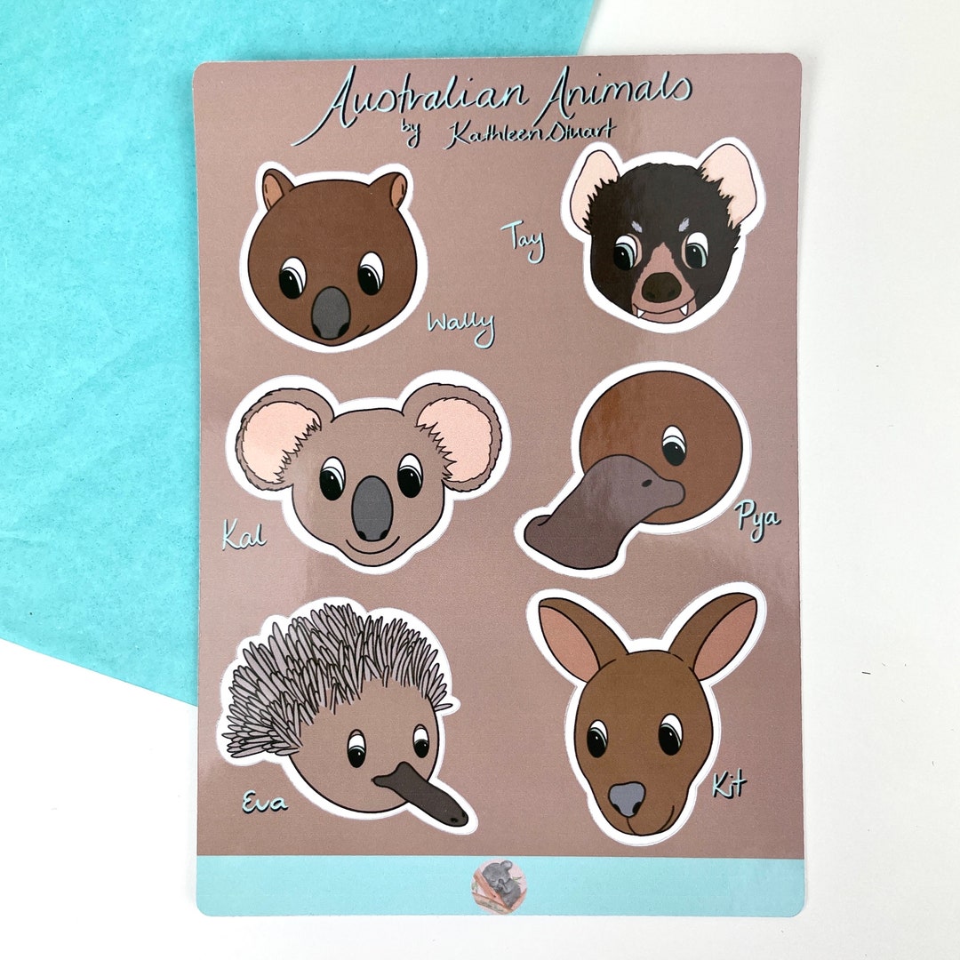 Sticker Sheet of Australian Animals cute Animal Stickers - Etsy