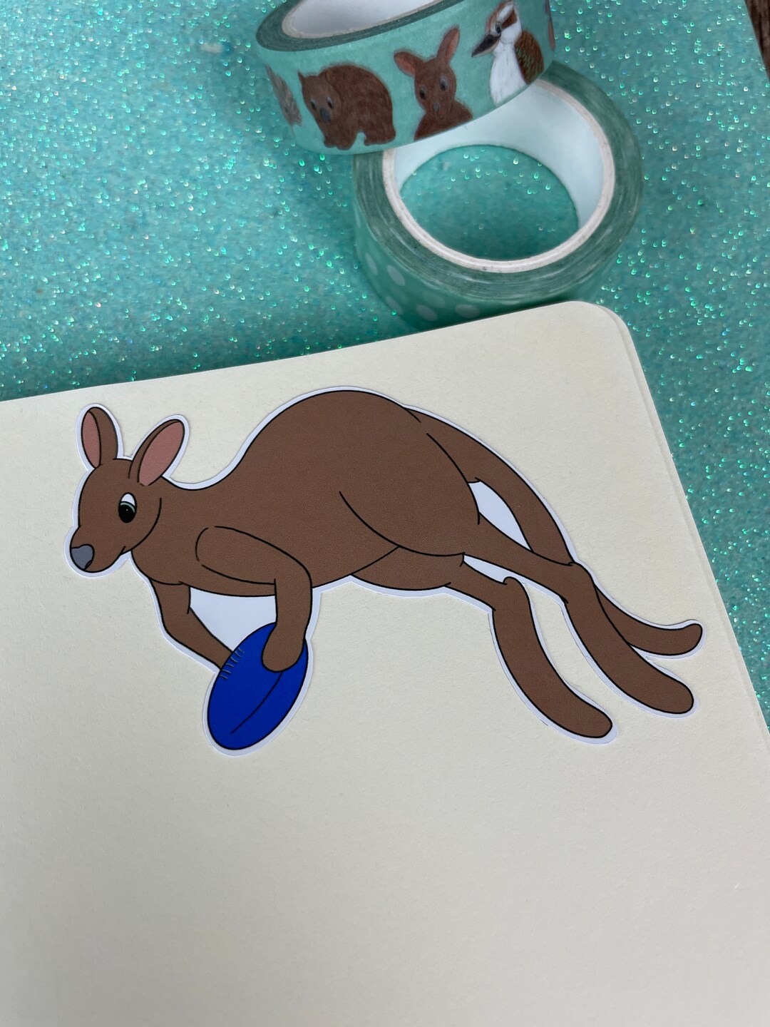 Sticker Set With Kangaroo Playing Aussie Rules Football Kit the ...