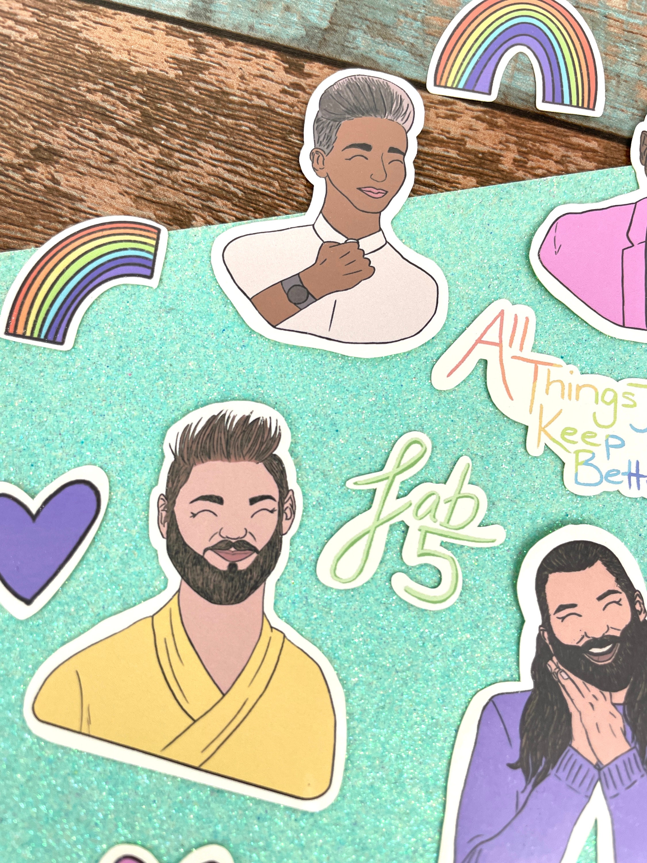 Queer Eye Fan Art Sticker Pack of JVN, Bobby, Tan, Karamo, Antoni 18 ...