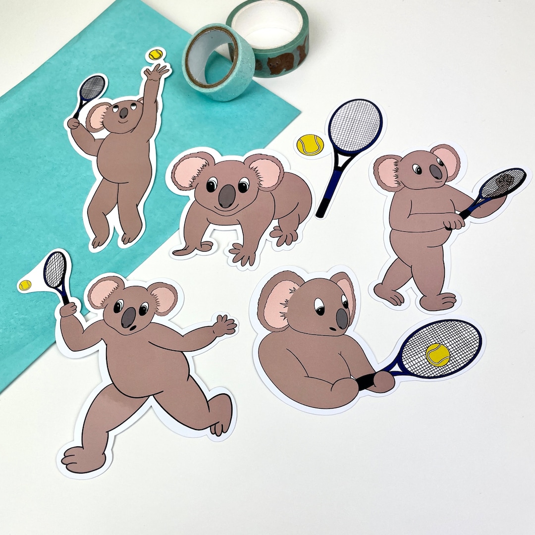 Sticker Set With Koala Playing Tennis Kal the Koala Cute - Etsy