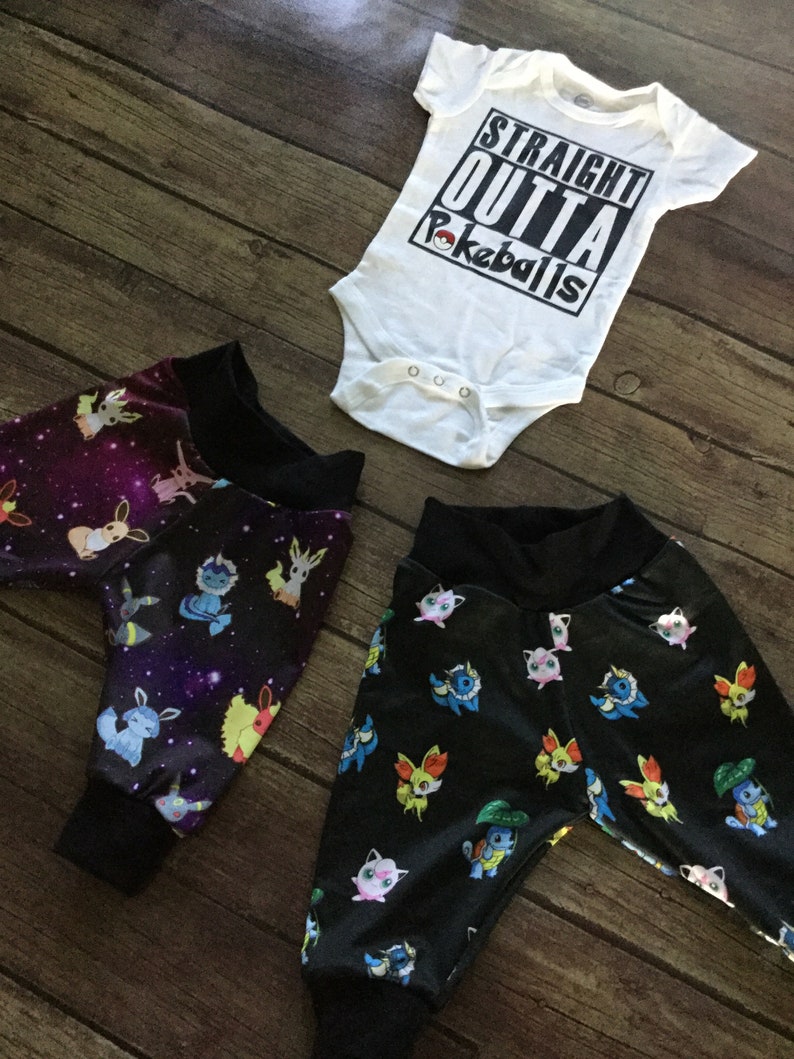 Custom Pokemon Onesie & Cuff Pants Bummies Set Baby Shower | Etsy