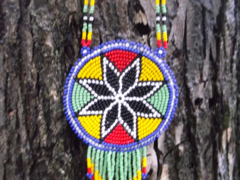 Native American Beadwork Morning Star Necklaceunique Etsy