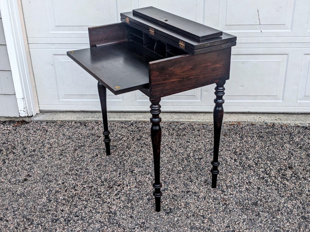 Antique Spinet Piano Writing Desk - Solid Wood Mahogany - Davis Birely ...