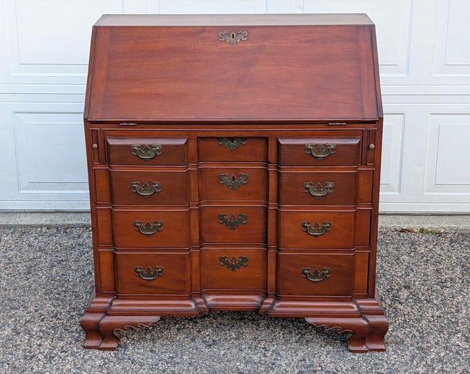 Vintage Drop-front Secretary Desk, Solid Mahogany, Block Front ...