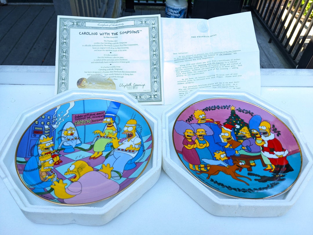 1992 SIMPSONS Collector Plates: Family Therapy & Caroling With the ...