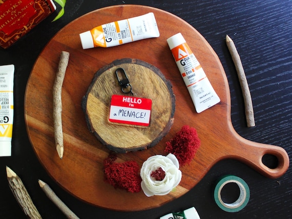 Hello I'm a Menace Name Tag Acrylic Keychain With Black - Etsy