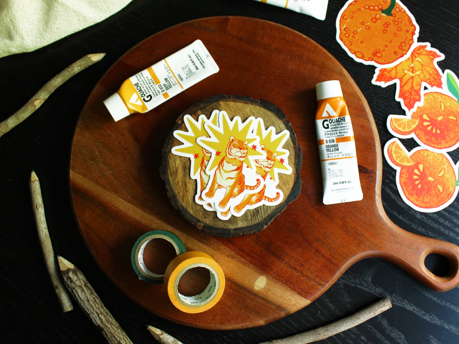 Big Chonk Waterproof Vinyl Tiger Sticker Painted Tiger Decal - Etsy