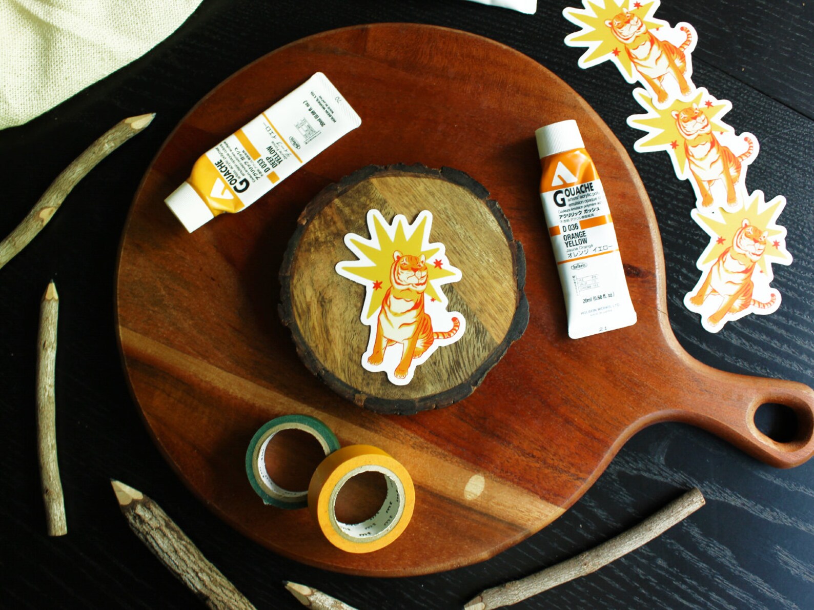 Big Chonk Waterproof Vinyl Tiger Sticker Painted Tiger Decal - Etsy