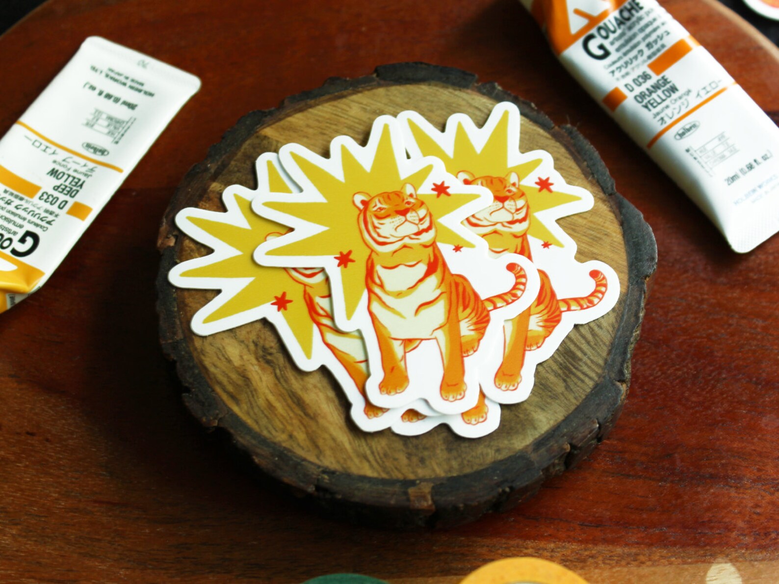 Big Chonk Waterproof Vinyl Tiger Sticker Painted Tiger Decal - Etsy