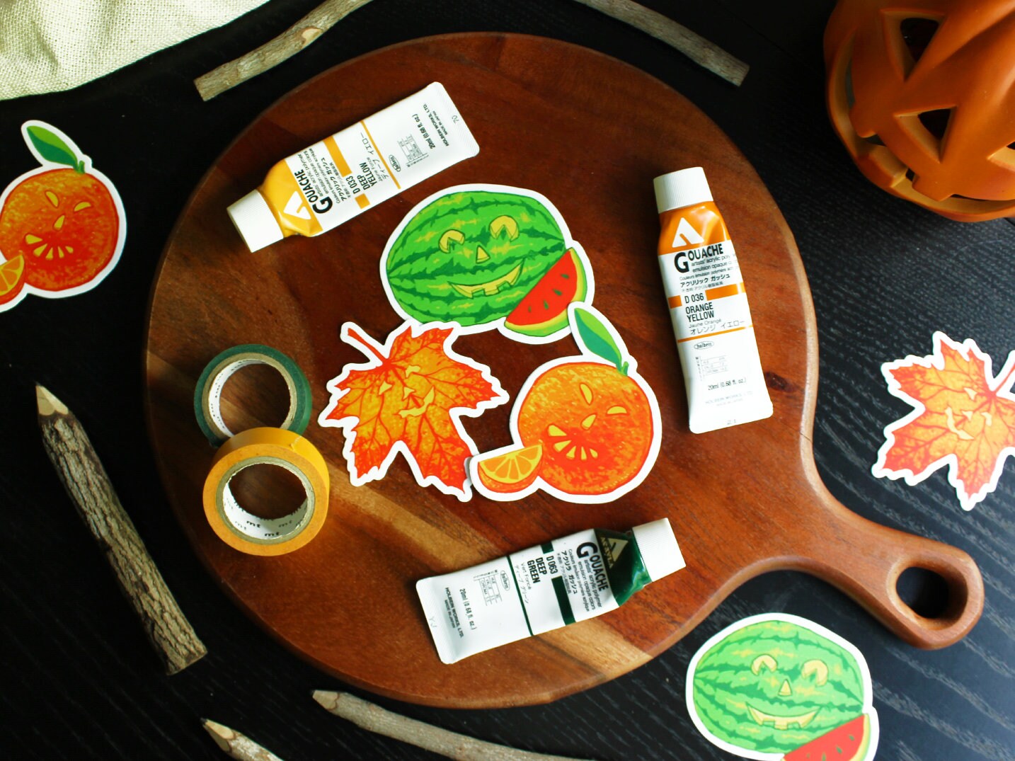 Happy Maple Leaf Waterproof Vinyl Sticker, Halloween Jack-o-lantern ...