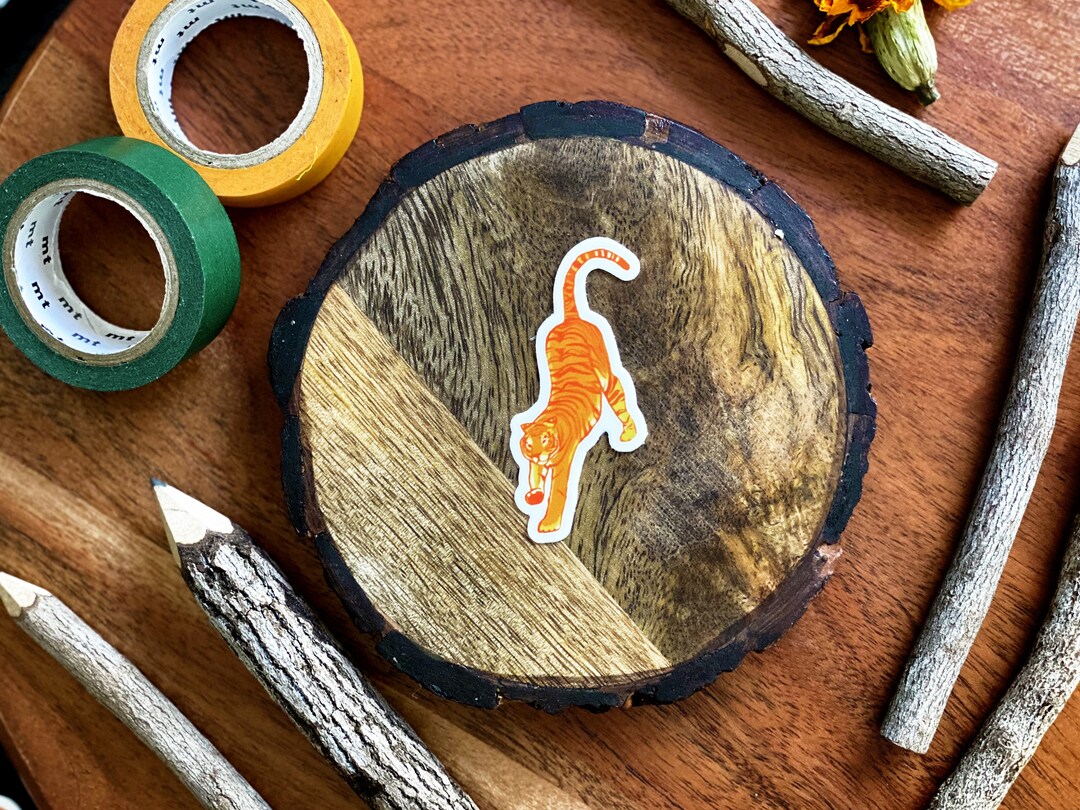 Big Stretch Waterproof Vinyl Tiger Sticker, Painted Tiger Decal for ...