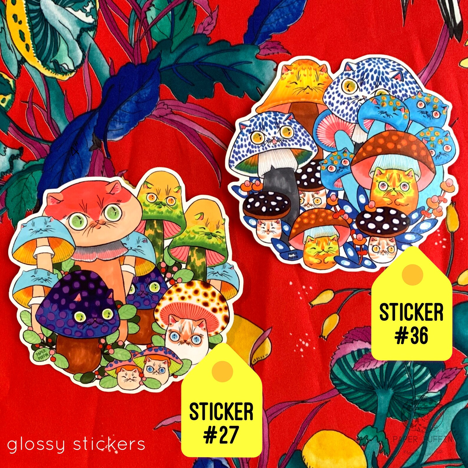 Lg Mushroom Cat Sticker 27 by Paperpuffin - Etsy