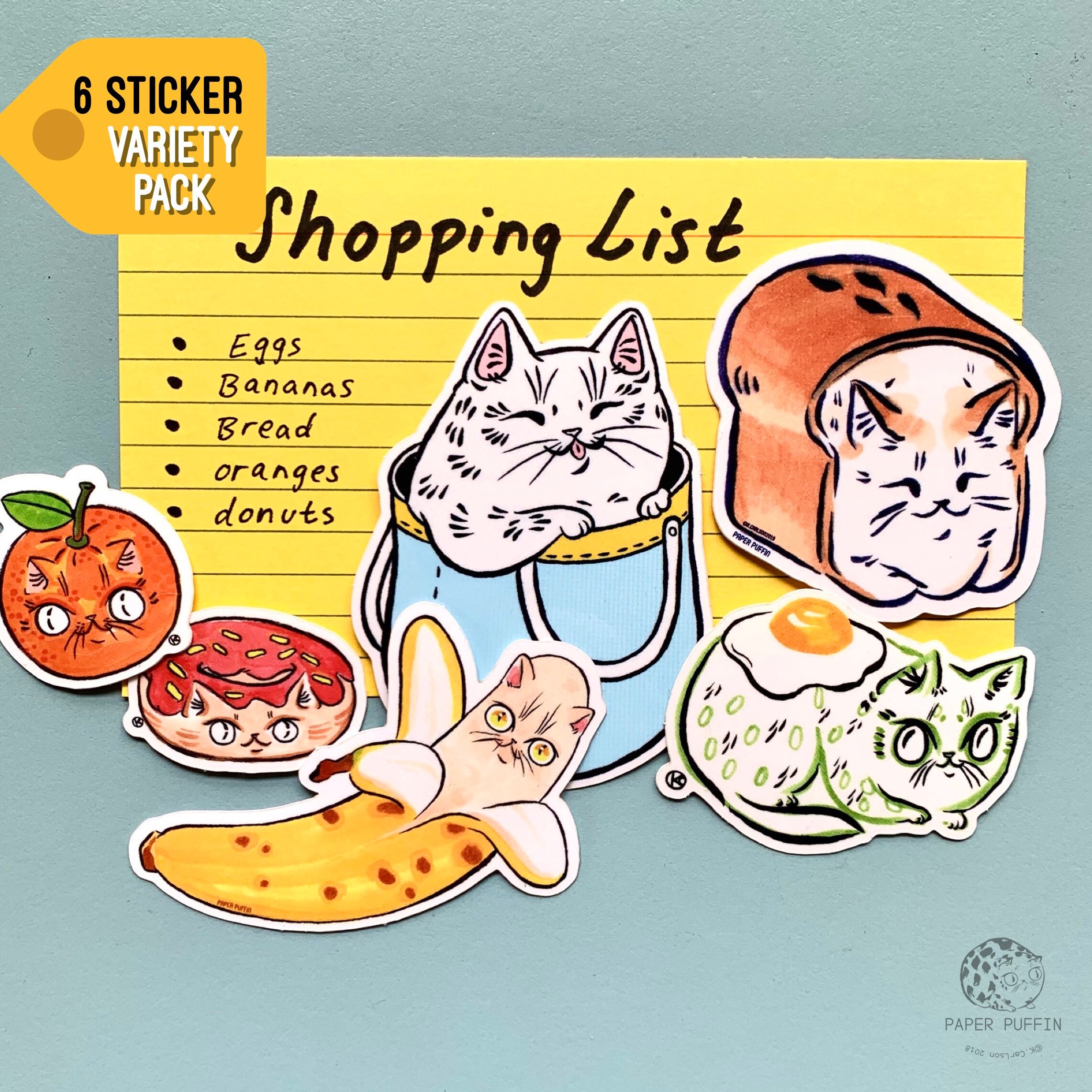 Food Cat Stickers Variety pack by PaperPuffin | Etsy