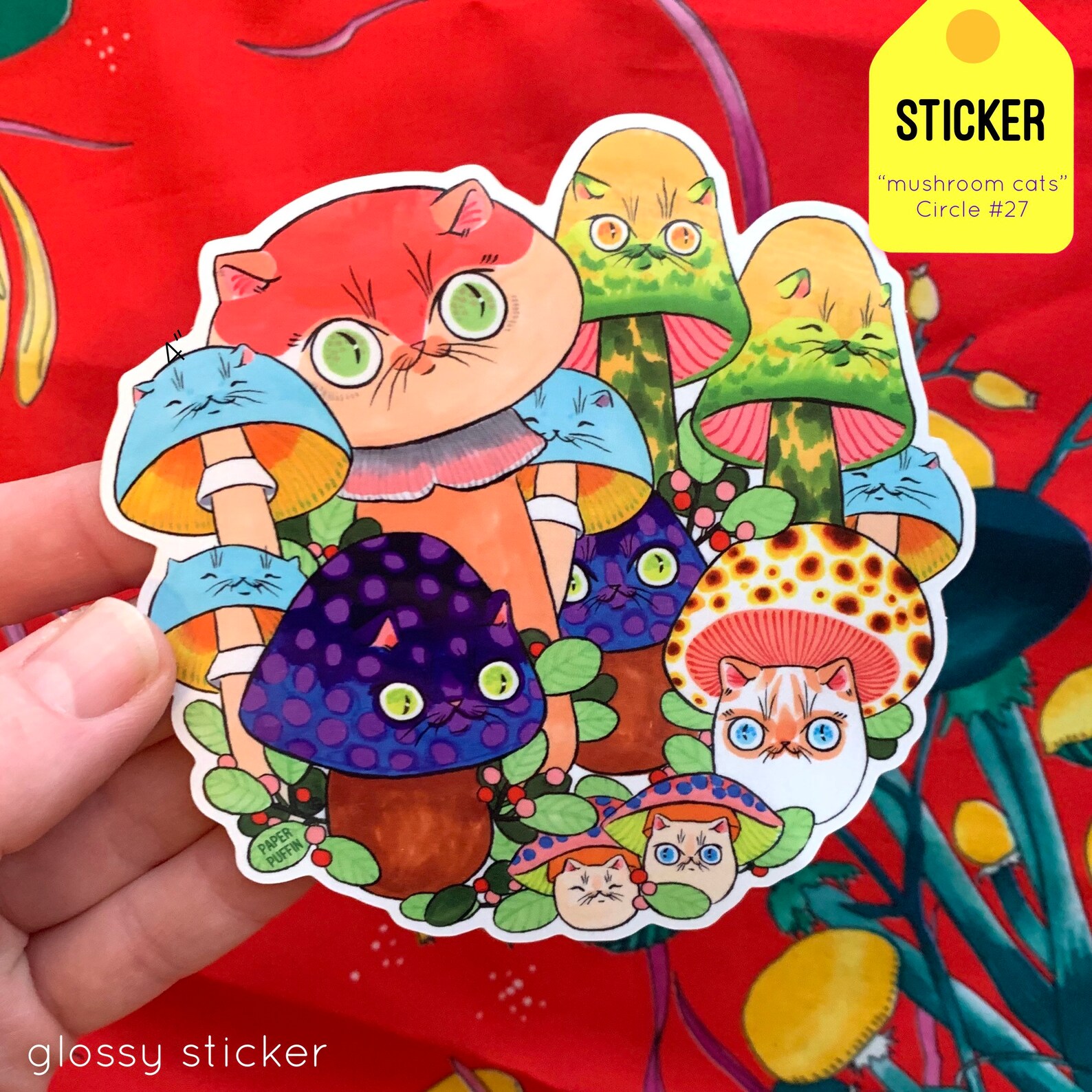 Lg Mushroom Cat Sticker 27 by Paperpuffin - Etsy