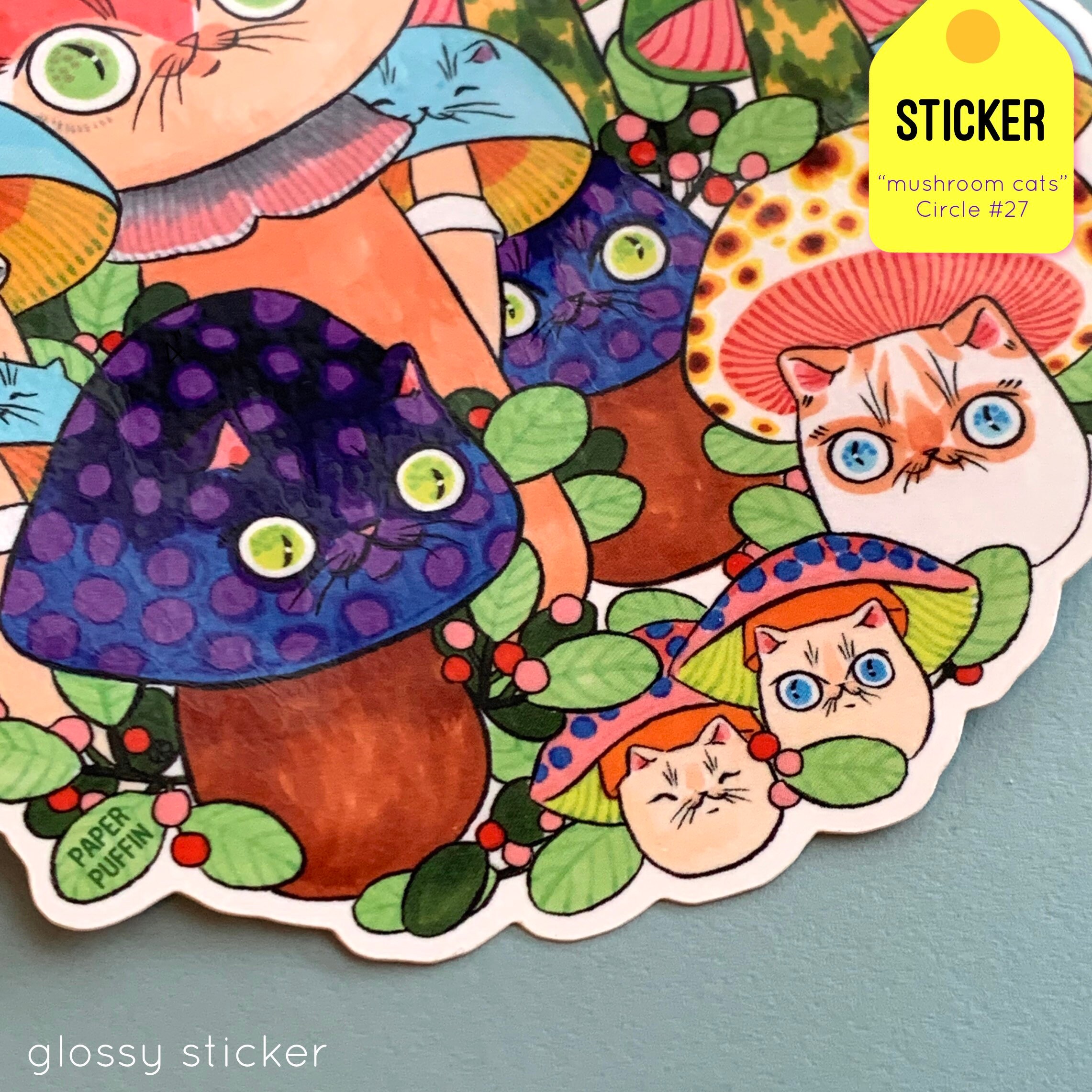 Lg Mushroom Cat Sticker 27 by Paperpuffin - Etsy