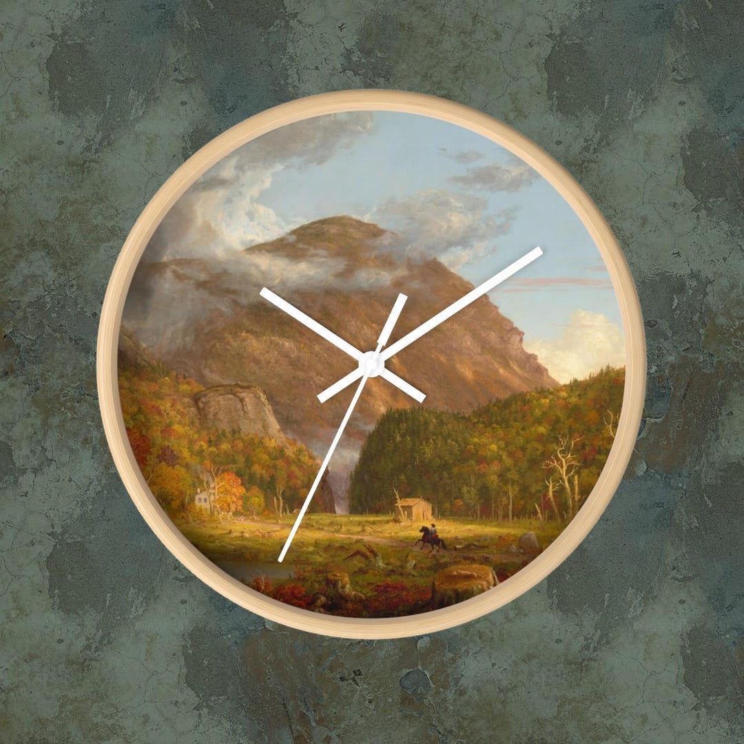 10" Silent Wall Clock - Thomas Cole Mountain Art - Crawford Notch Decor ...