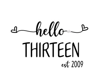 Hello Thirteen Svg - Etsy