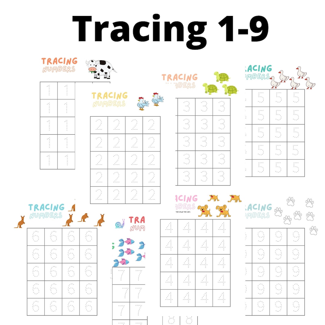 Digital Download Tracing Numbers, Trace 1-9, Home Worksheet, Number ...