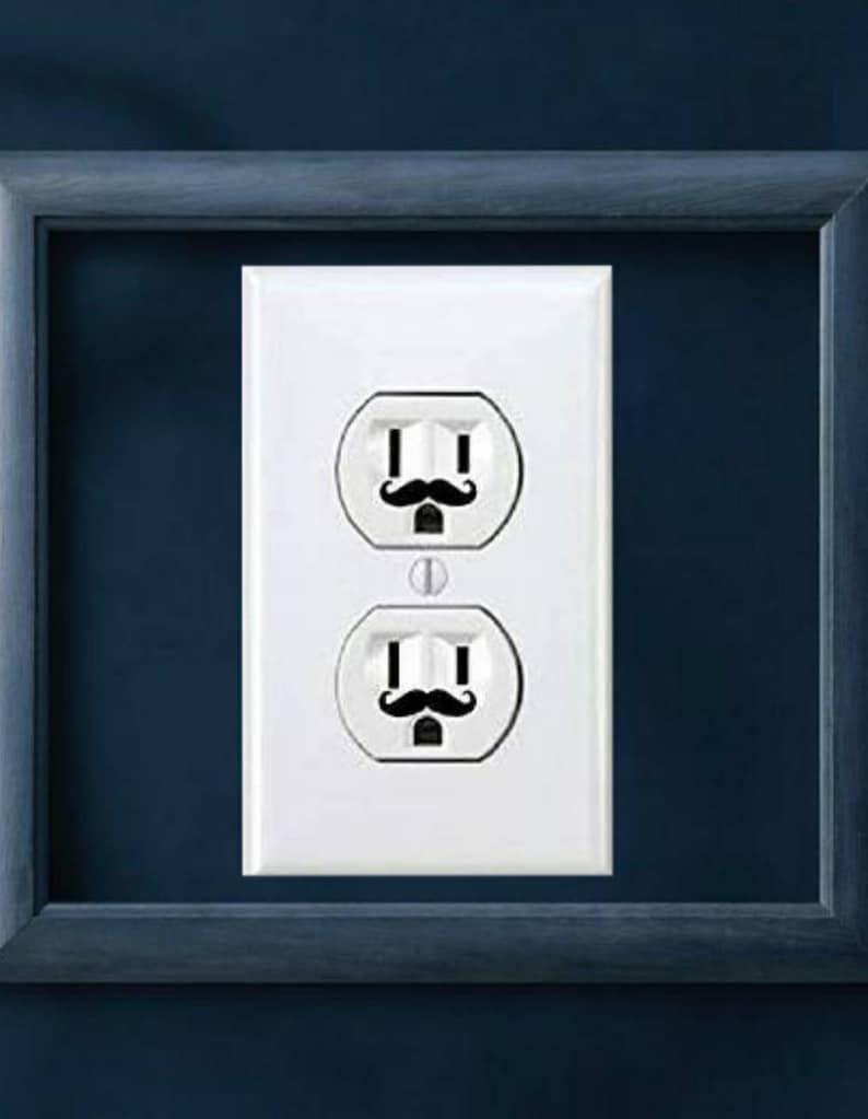Mustache Outlet Decals, Plug In, Funny, Humor, Sticker, Personalized ...