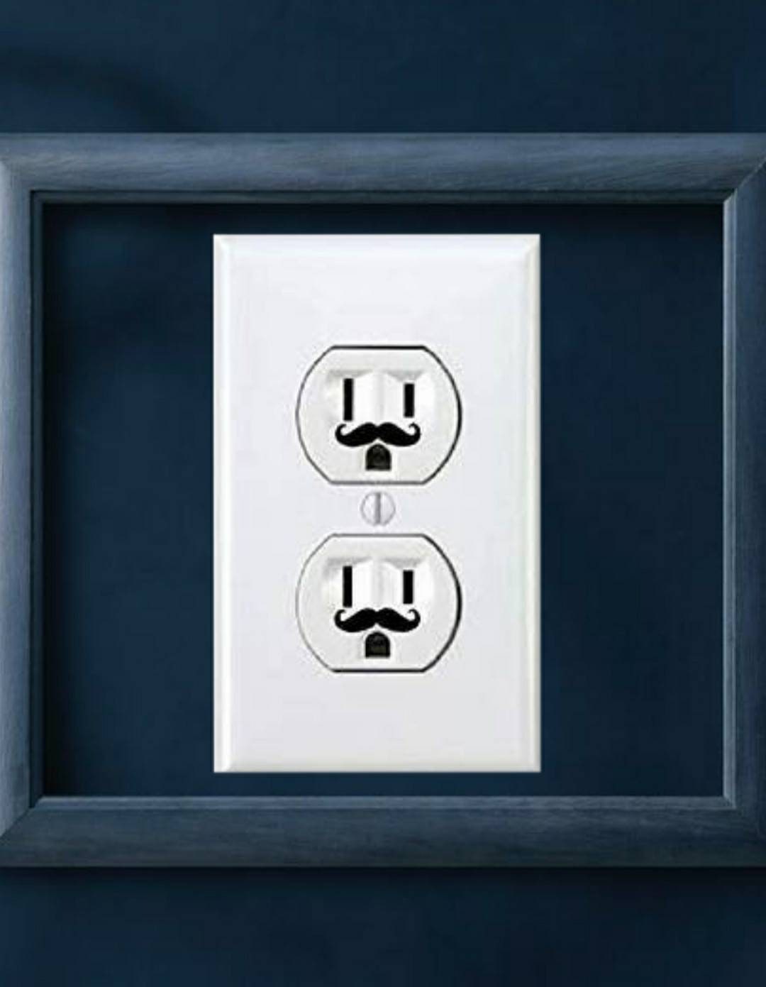 Mustache Outlet Decals, Plug In, Funny, Humor, Sticker, Personalized ...
