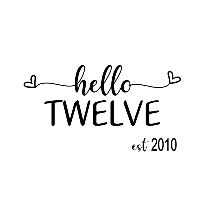 Hello Digital Download, Hello Twelve, Hello SVG, Hello PNG, 12 Svg ...