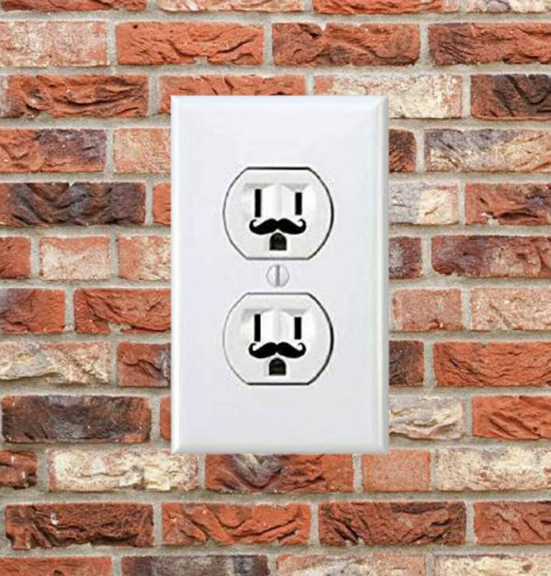 Mustache Outlet Decals, Plug In, Funny, Humor, Sticker, Personalized ...