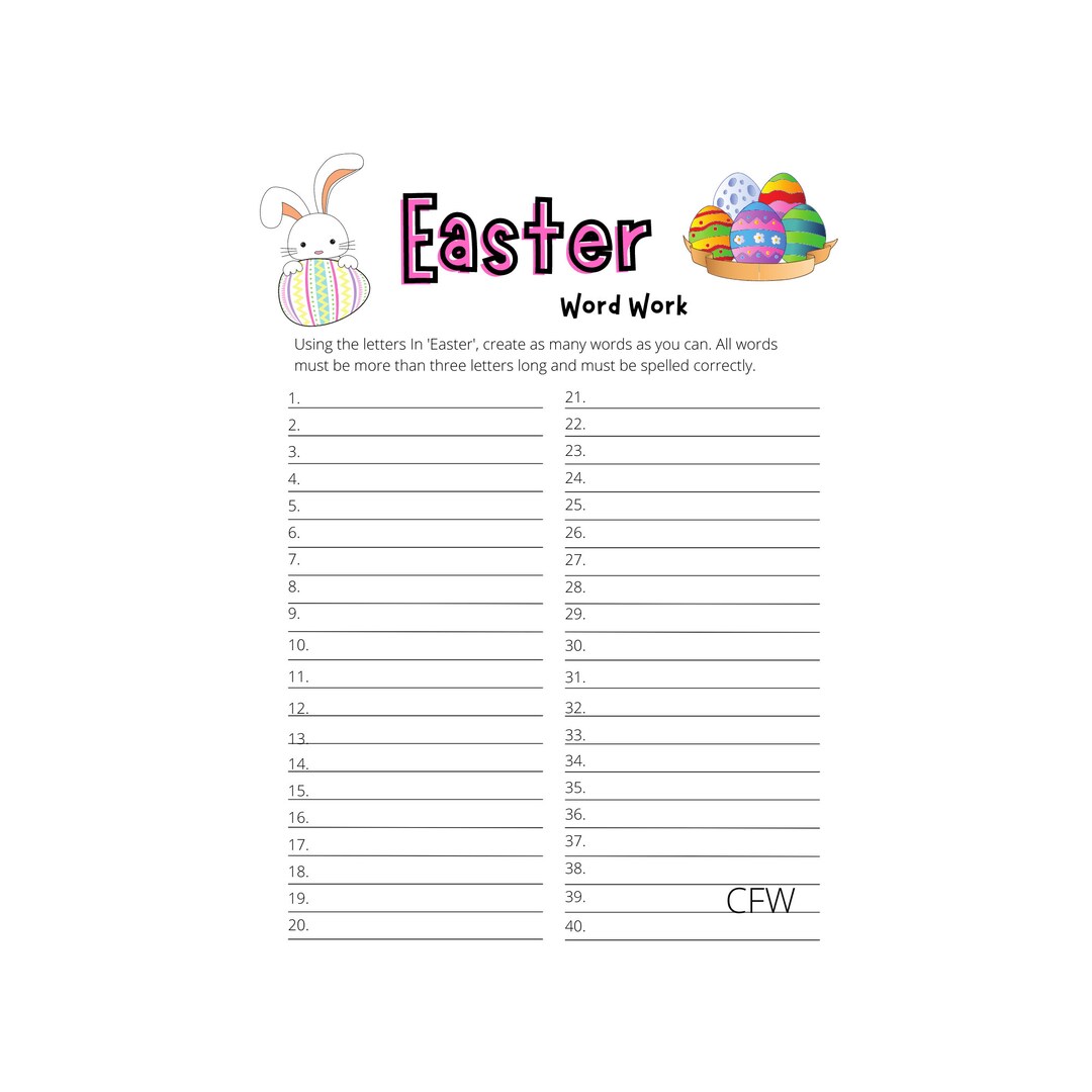 Easter Word Game, Easter Activity Pages, Easter Svg, Easter Coloring ...