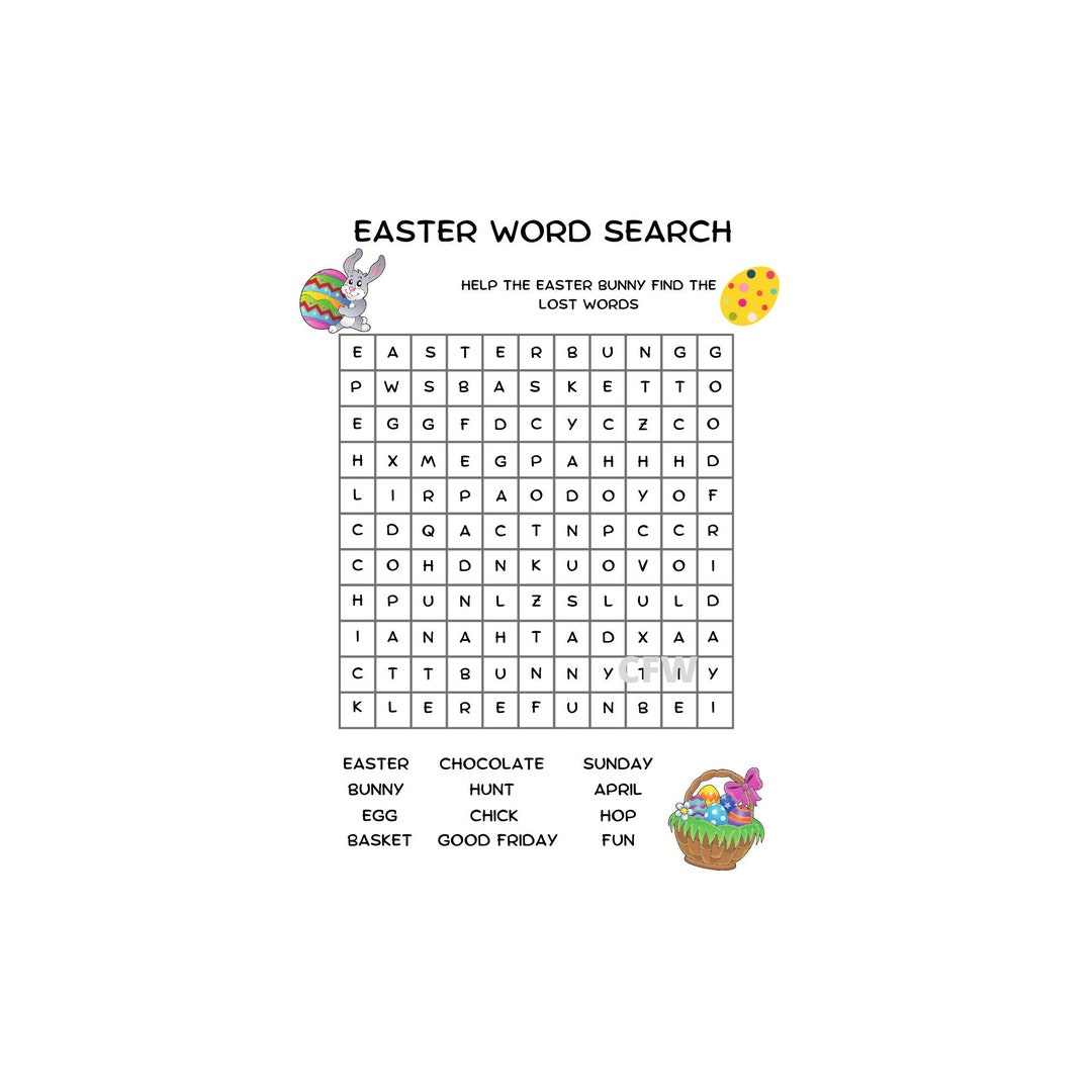 Printable Easter Wordsearch, Kids Activity Pages (PDF) - Etsy