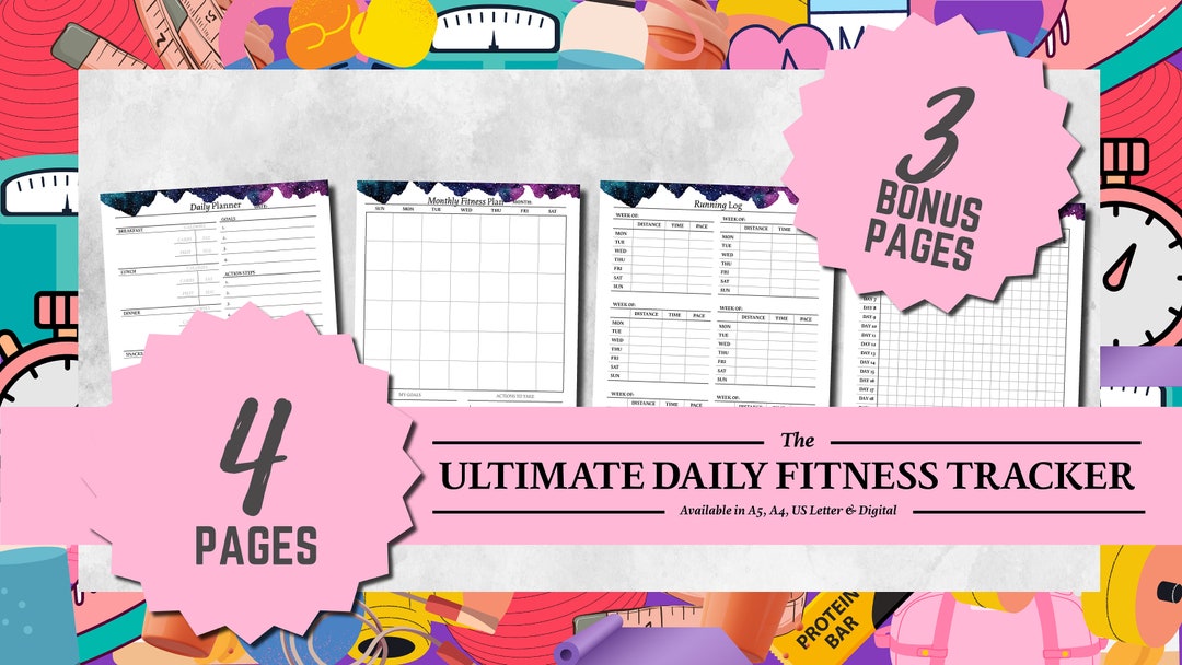 Daily Fitness Tracker Printable Bundle Daily Fitness Planners, Weekly ...