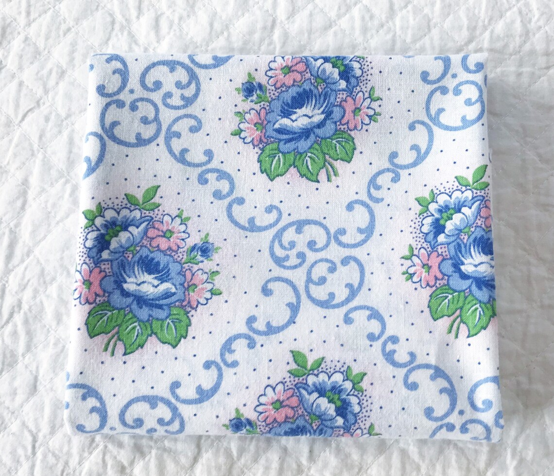 Vintage French Fabric Blue Floral Fabric Quilting Fabric - Etsy Australia