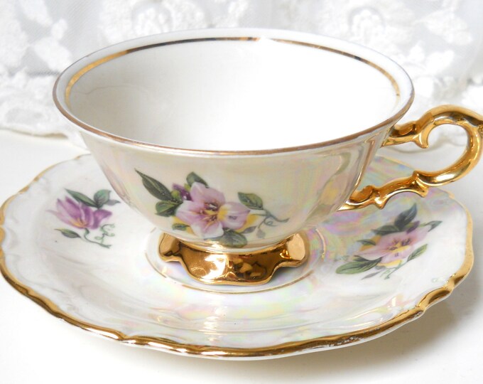 Vintage Lusterware Tea Cup Floral Teacup Lusterware Teacup - Etsy