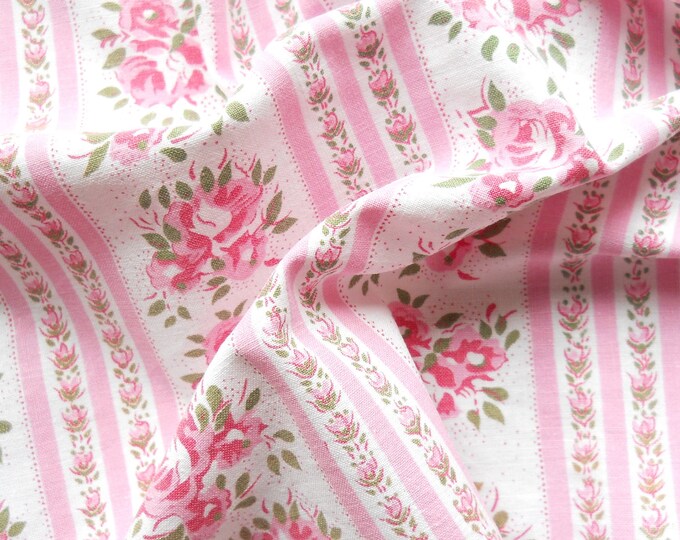 Pink Roses Fabric Vintage Patchwork Quilting Fabric French - Etsy