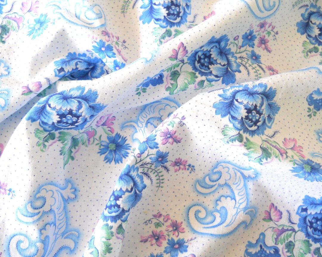 Vintage Blue Fabric Quilting Fabric Patchwork Fabric Blue - Etsy