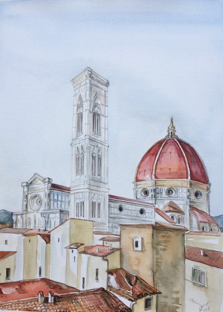Florence Duomo Italy Original Watercolor Print - Etsy Denmark