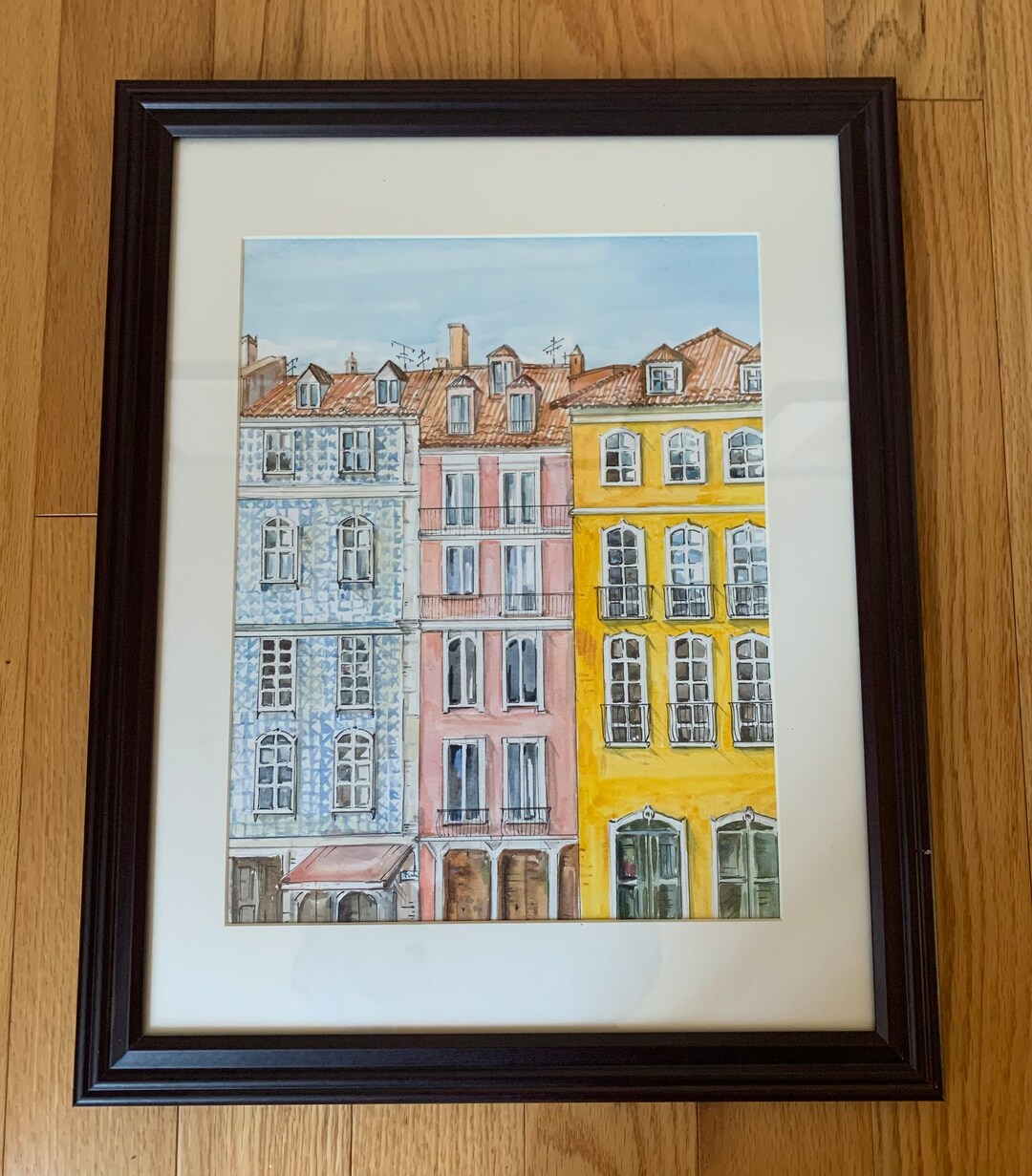 Original Watеrcolor Painting of Lisbon Houses, Portugal/cityscape ...
