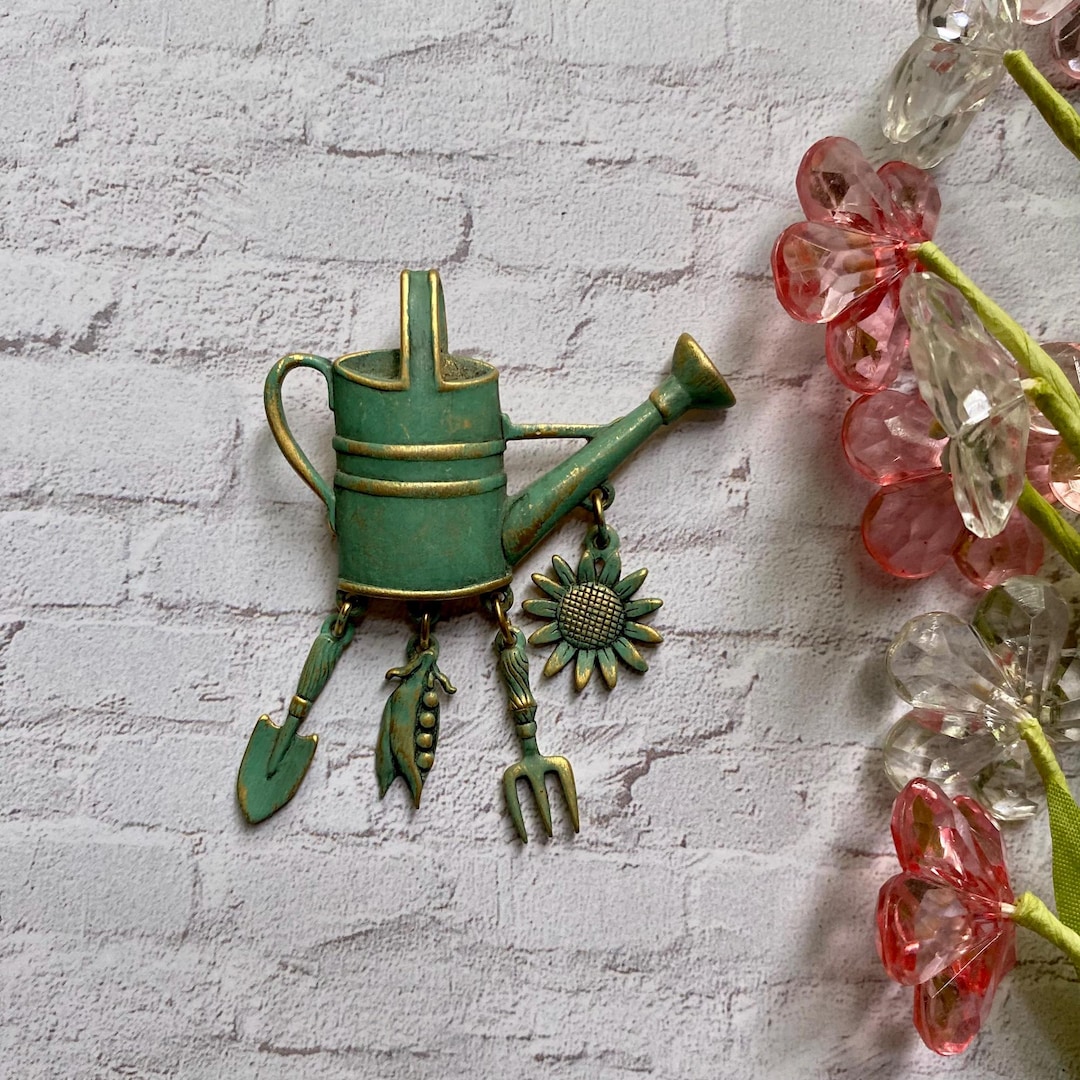 JJ Watering Can Brooch - Vintage 1980s - Etsy