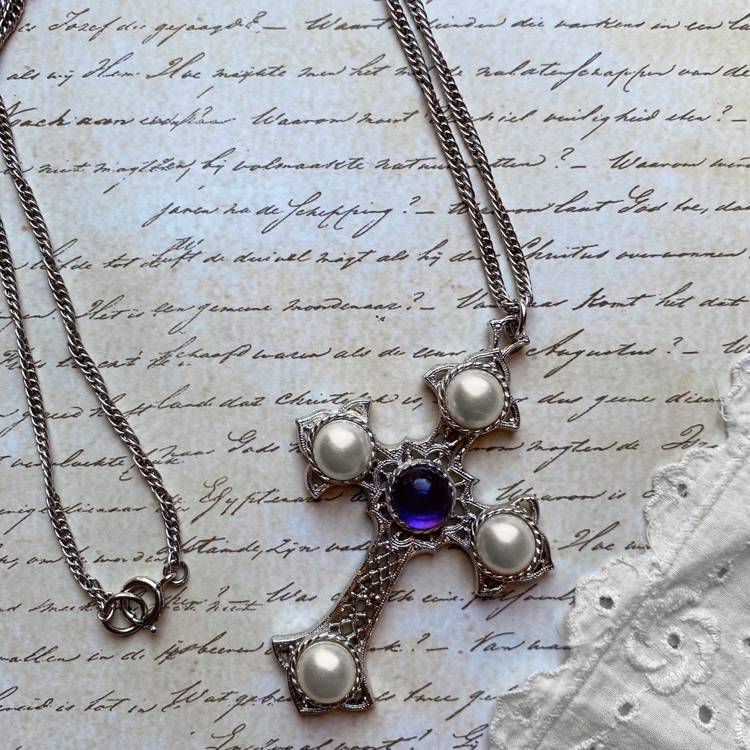 Sarah Coventry Crusader Cross Silver Tone Necklace Vintage 1971 - Etsy