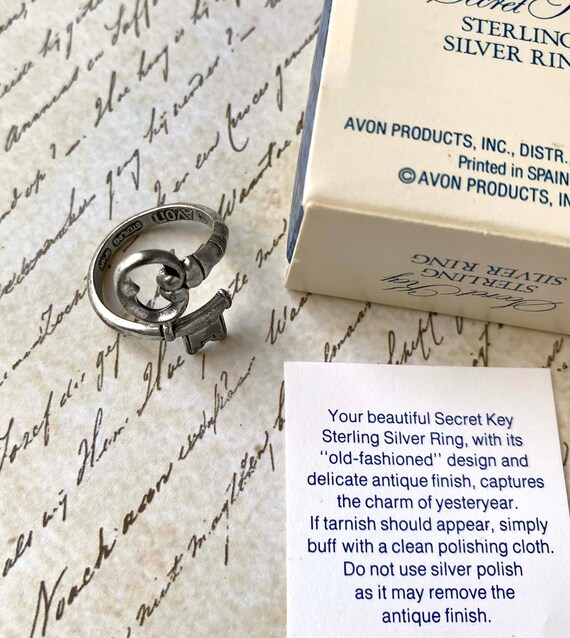 Avon Sterling Silver Secret Key Skeleton Key Ring - V… - Gem