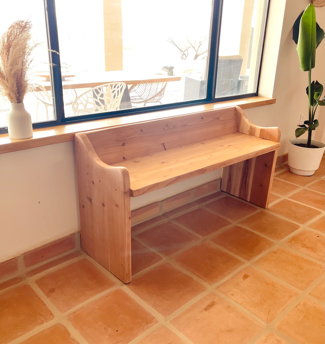 Low Back Modern Boho Wood Bench - Etsy