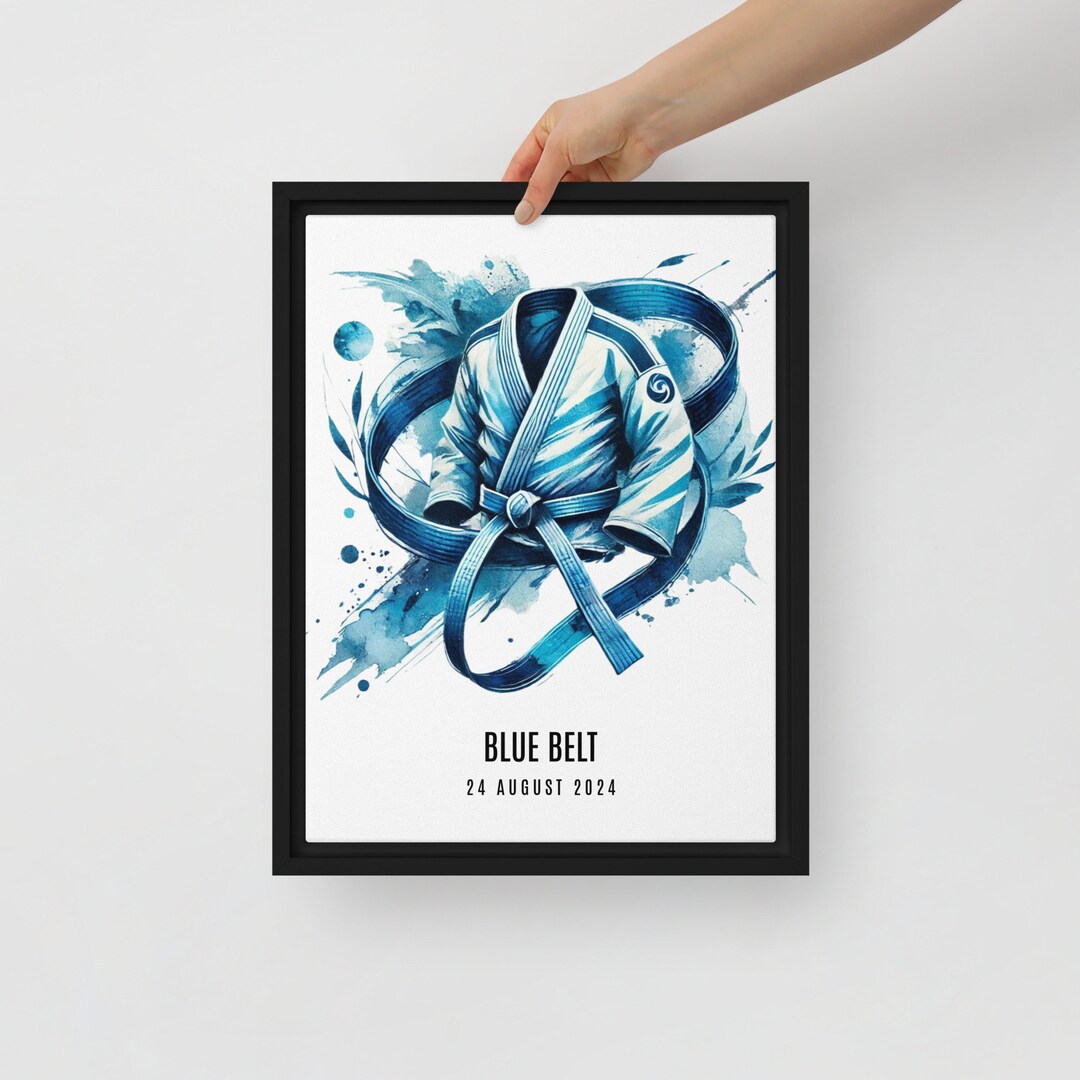 Blue Belt Promotion Jiu-jitsu Art BJJ Gift Framed Canvas Customized ...