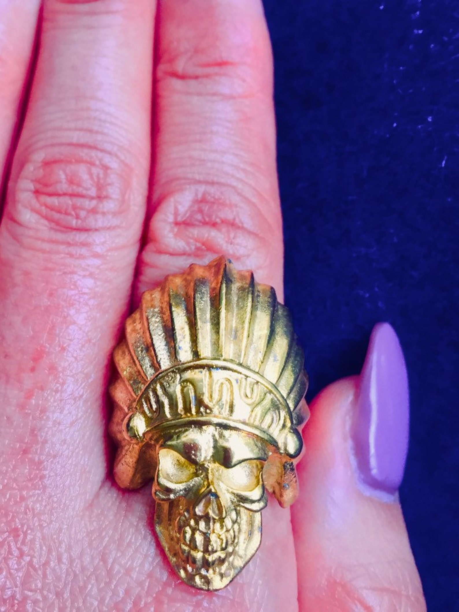 Brass Gold Native Skull Ring - Etsy