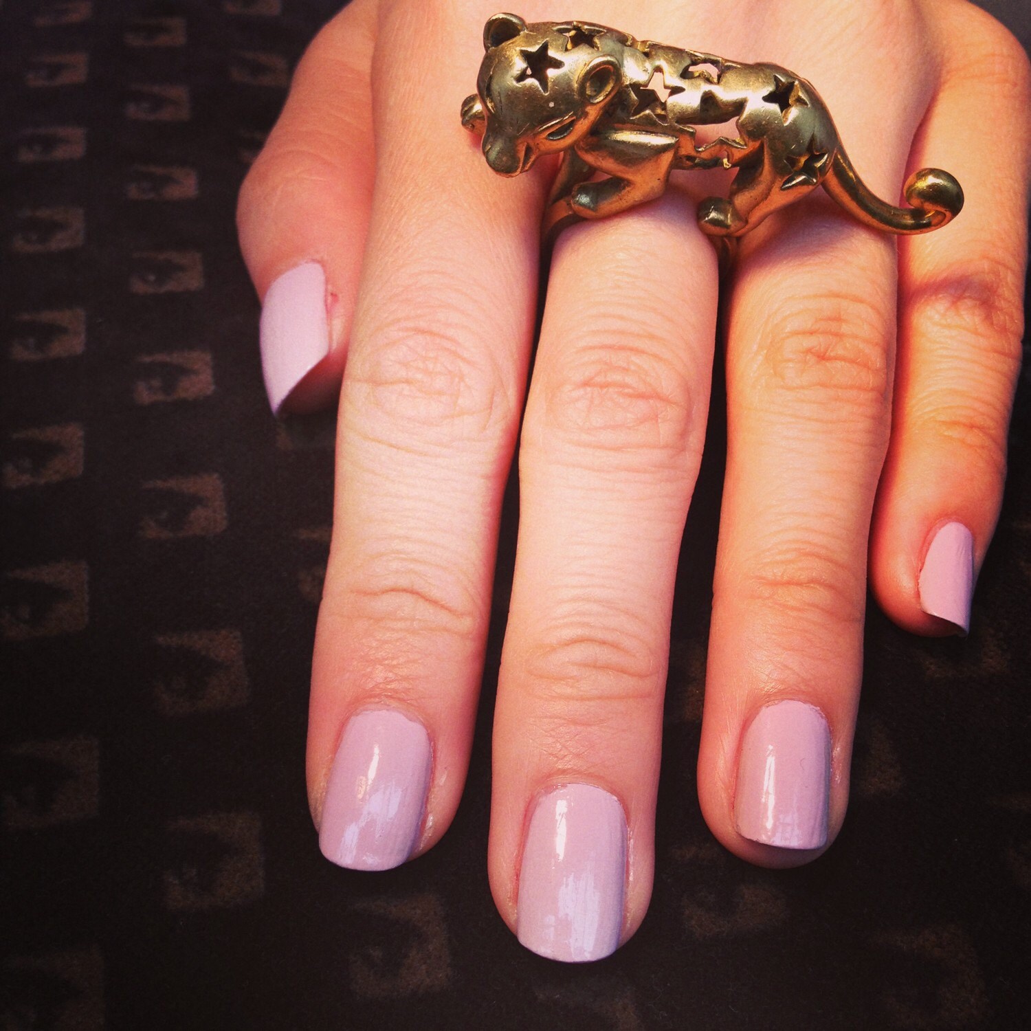 Brass Gold Cheetah and Star Ring - Etsy